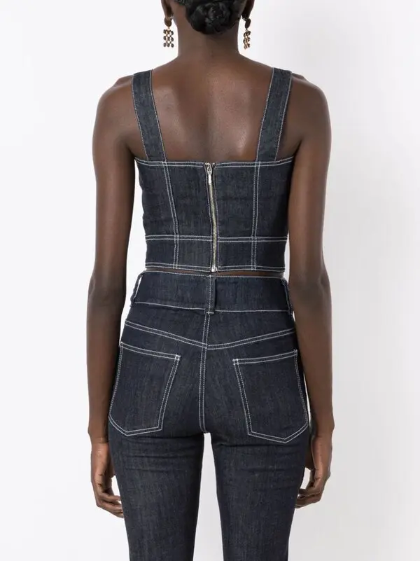 LETHICIA BRONSTEIN Ana Cropped Denim Top