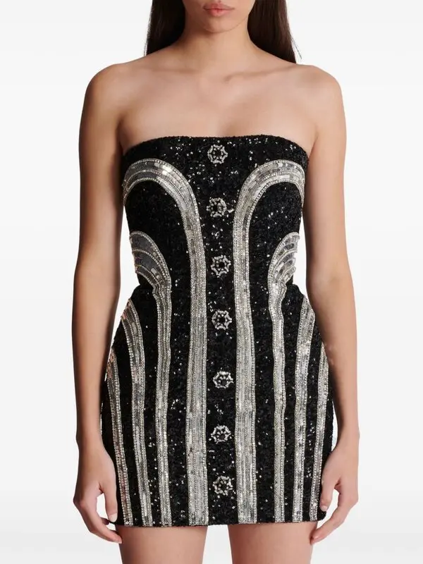 Balmain Sequin Bandeau Short Dress