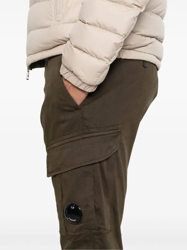 C.P. COMPANY Lens-detail Sateen Cargo Trousers - Green