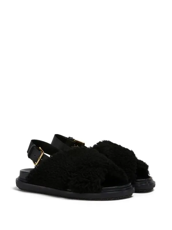 Marni Fussbett Shearling Sandals - Black