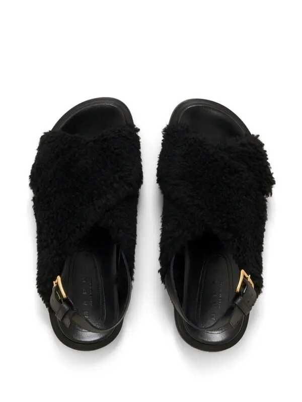 Marni Fussbett Shearling Sandals - Black