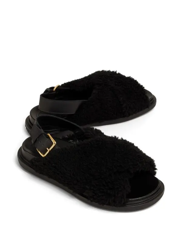 Marni Fussbett Shearling Sandals - Black