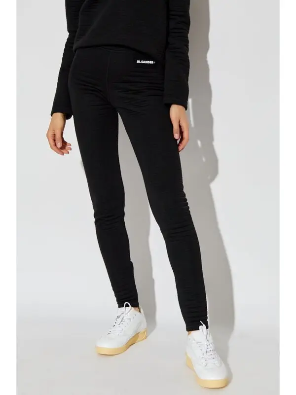 JIL SANDER Logo-patch Ribbed Leggings - Black