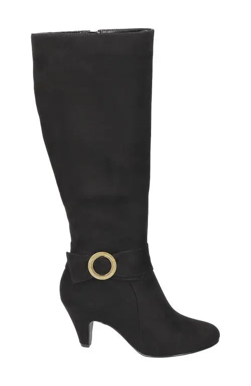 BELLA VITA Knee High Boot With Buckle - Black Suede