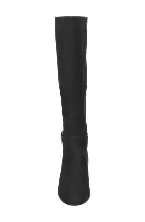 BELLA VITA Knee High Boot With Buckle - Black Suede