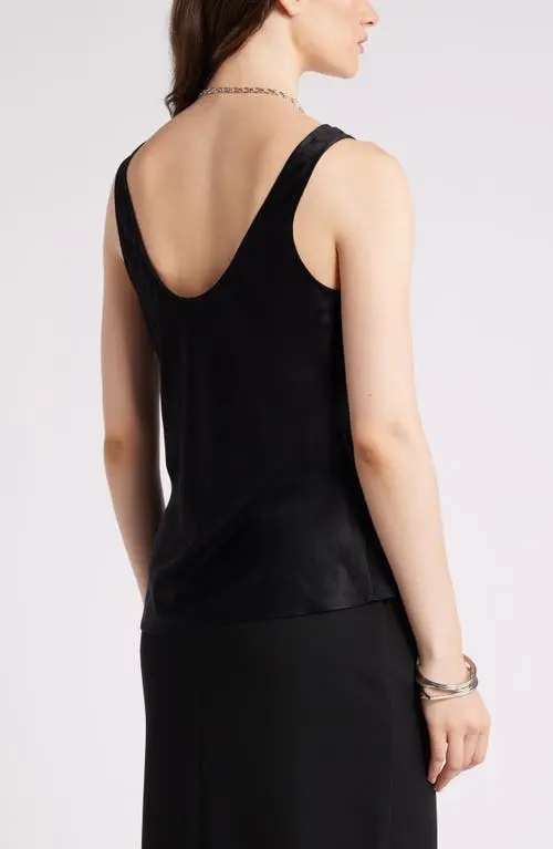 Nordstrom Satin Scoop Neck Tank - Black