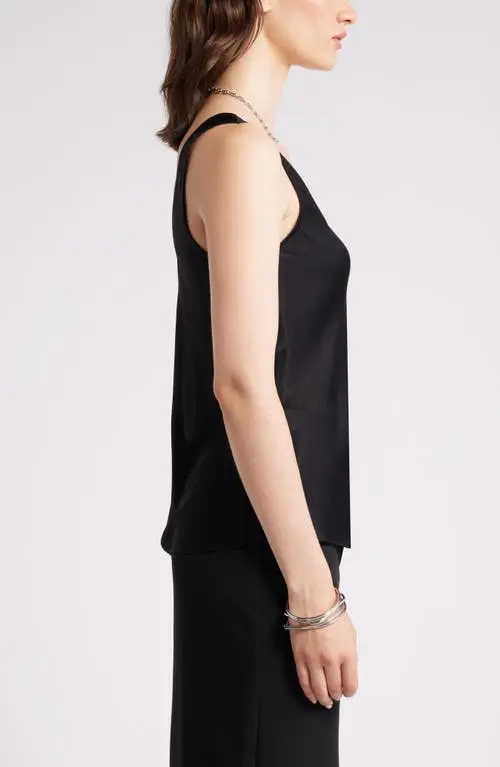 Nordstrom Satin Scoop Neck Tank - Black