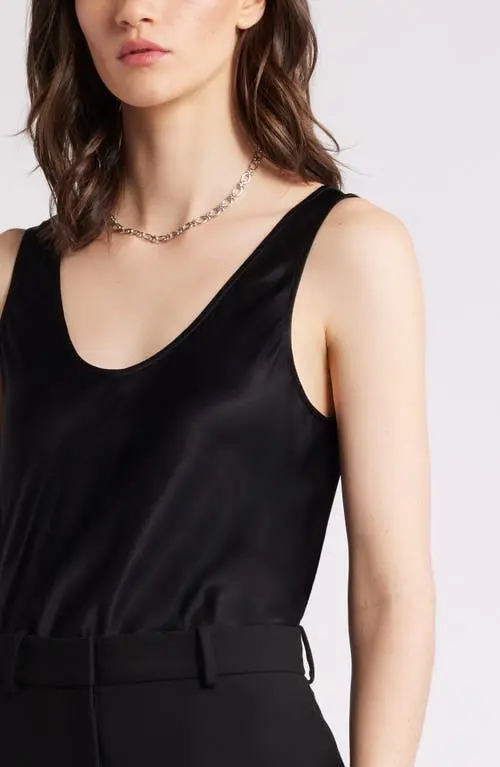 Nordstrom Satin Scoop Neck Tank - Black