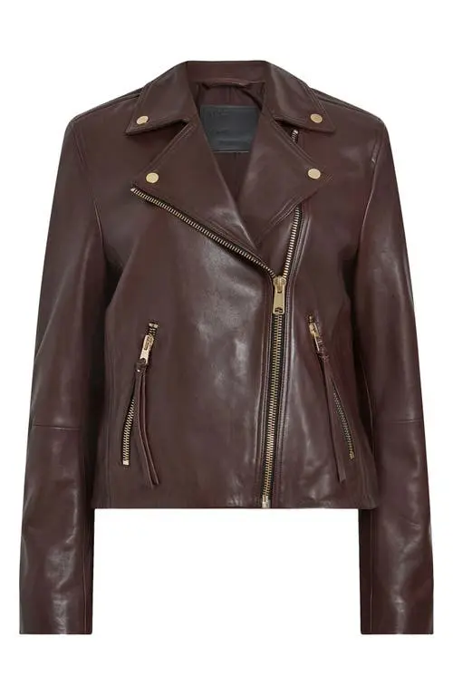 ALLSAINTS Dalby Leather Moto Jacket - Oxblood Red