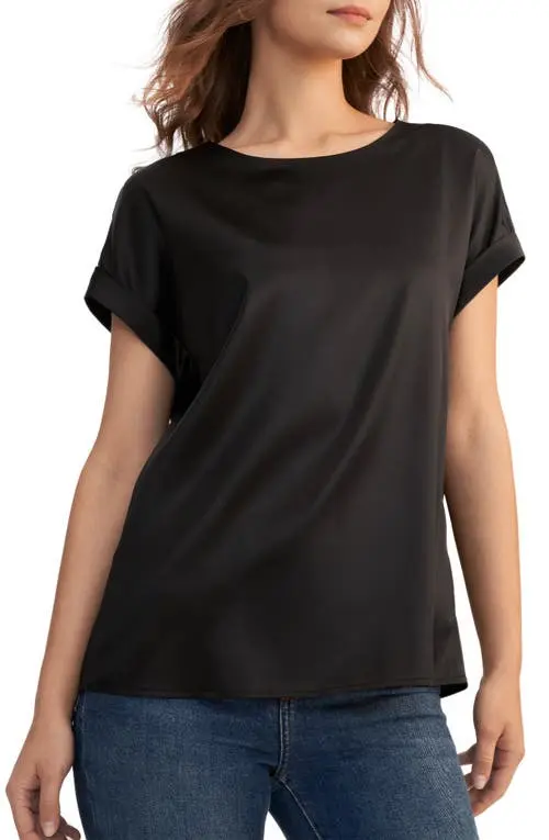 Lilysilk Short Sleeve Silk Tee - Black