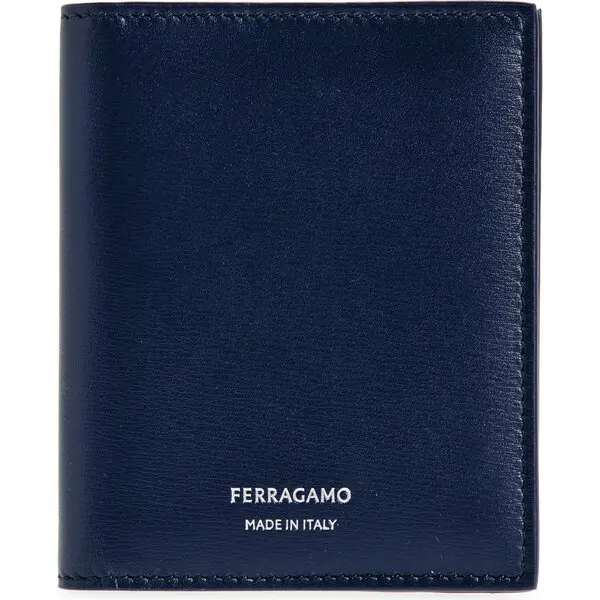 FERRAGAMO Classic Tall Leather Bifold Wallet - Midnight
