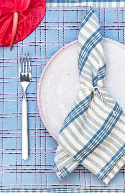 ARCHIVE NEW YORK Chiapas Handwoven Plaid Cotton Napkins - Blue