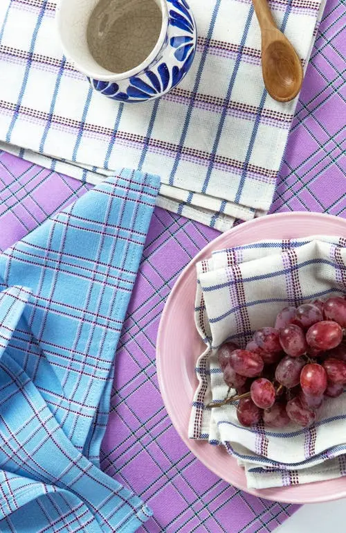 ARCHIVE NEW YORK Chiapas Handwoven Plaid Cotton Napkins - Blue