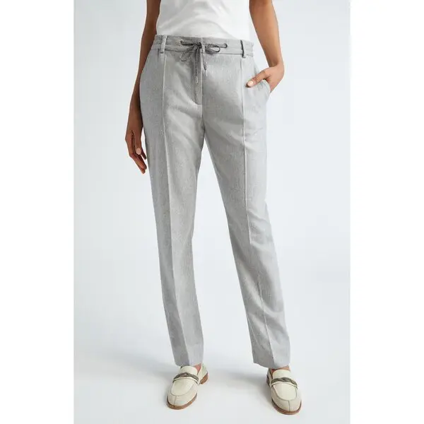 Eleventy Stretch Virgin Wool & Cashmere Straight Leg Pants