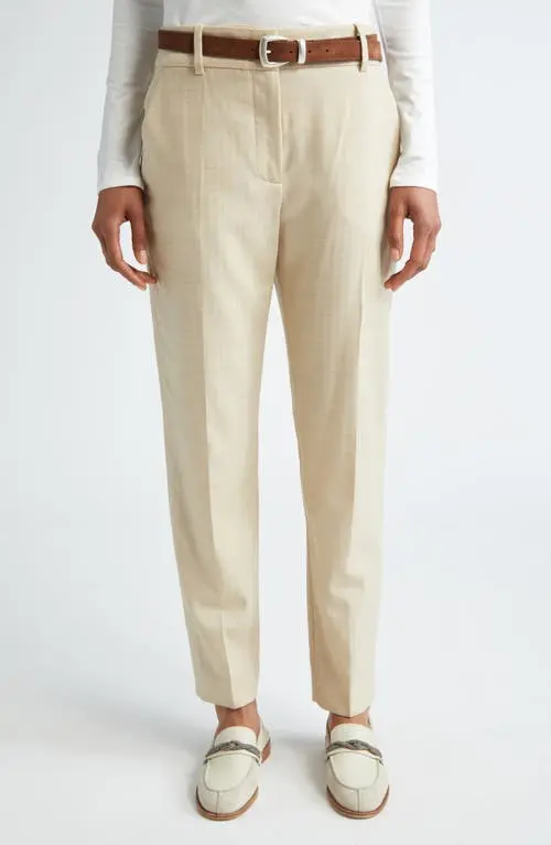 Eleventy Herringbone Stretch Wool Tapered Ankle Pants