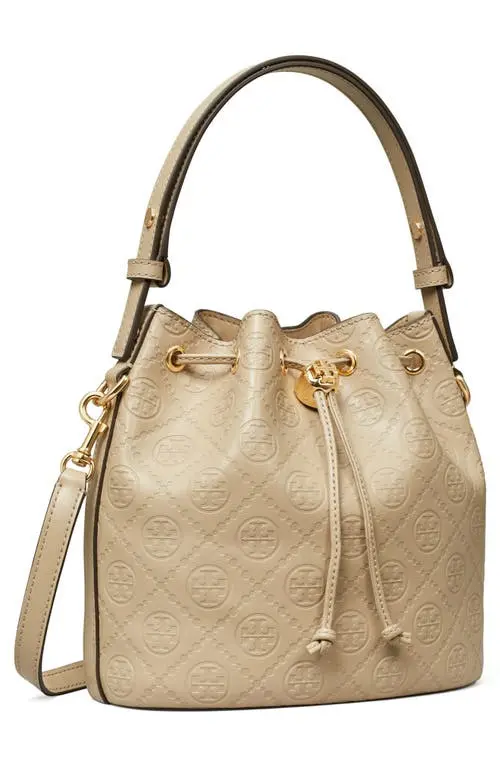 Tory Burch T Monogram Debossed Bucket Bag - Fresh Clay