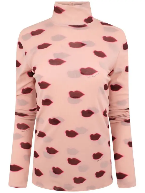 Stella McCartney Lips-print Long-sleeve Top