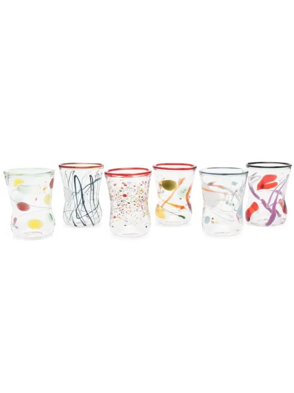 MASSIMO LUNARDON Paint-splatter Glass Set - White