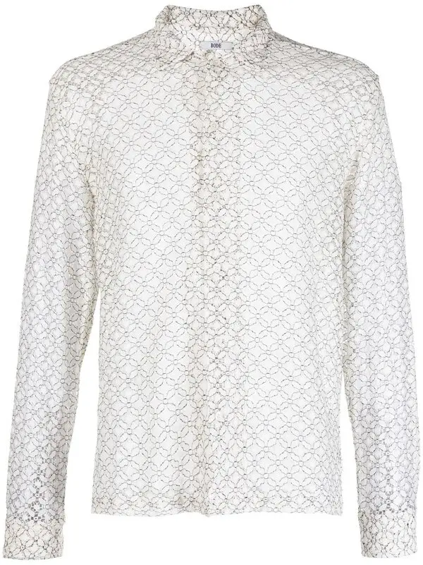BODE Floral-lace Long-sleeve Shirt