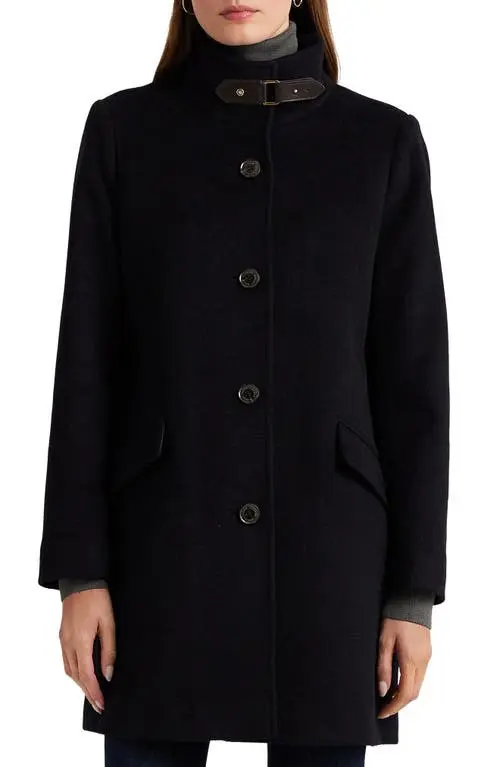 Ralph Lauren Tab Front Wool Blend Coat - Regal Navy Blue