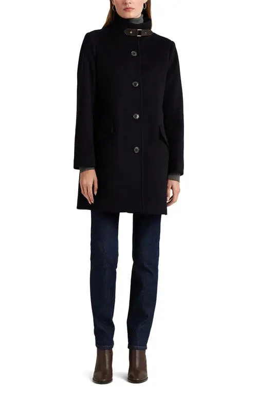 Ralph Lauren Tab Front Wool Blend Coat - Regal Navy Blue