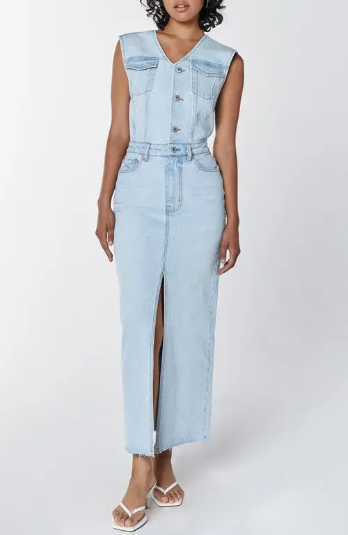 UNPUBLISHED Wyatt Twin Flame Denim Maxi Dress - Light Blue