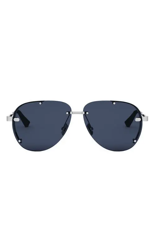 Dior Neo A1u 61 Pilot Sunglasses - Shiny Palladium / Blue