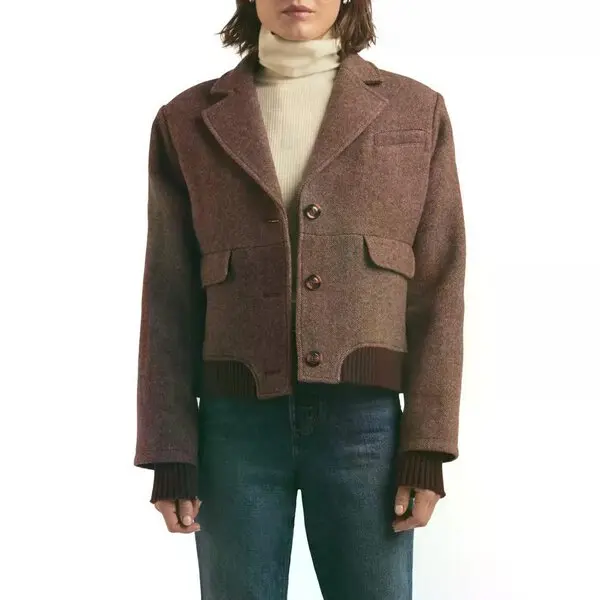 FAVORITE DAUGHTER The City Herringbone Bomber Jacket