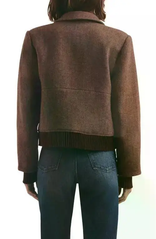 FAVORITE DAUGHTER The City Herringbone Bomber Jacket
