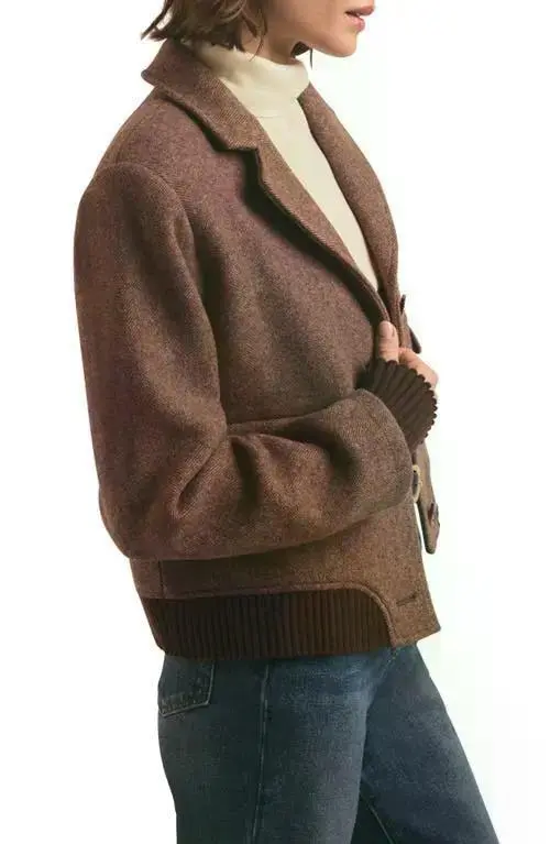 FAVORITE DAUGHTER The City Herringbone Bomber Jacket