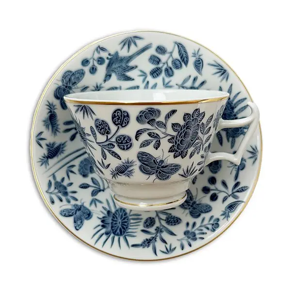 MOTTAHEDEH Sacred Bird & Butterfly Teacup And Saucer - Blue