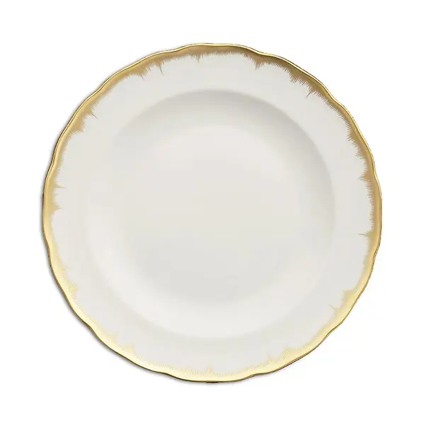 MOTTAHEDEH Chelsea Feather Gold Dinner Plate - White