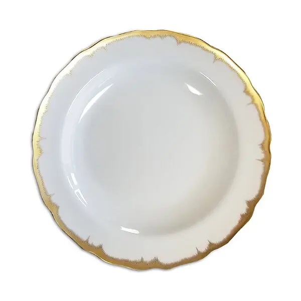 MOTTAHEDEH Chelsea Feather Gold Dessert Plate - White