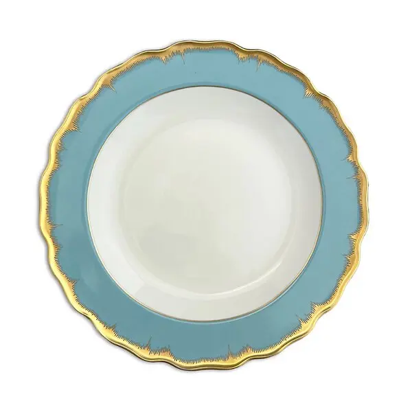 MOTTAHEDEH Chelsea Feather Rim Soup Bowl - Turquoise