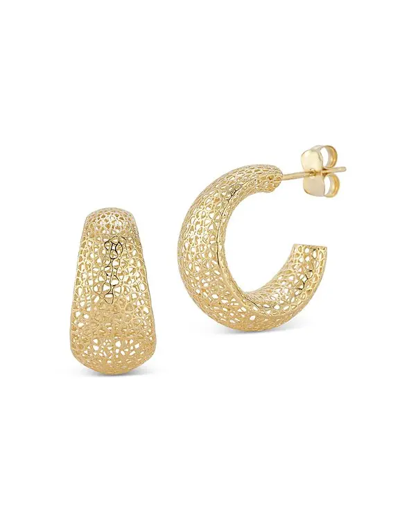 Bloomingdale'S 14k Yellow Openwork Flower Hoop Earrings - Gold
