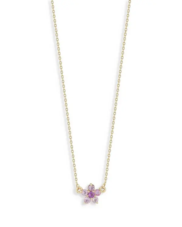 Moon Meadow 14k Yellow Gold Amethyst Flower Pendant Necklace, 16