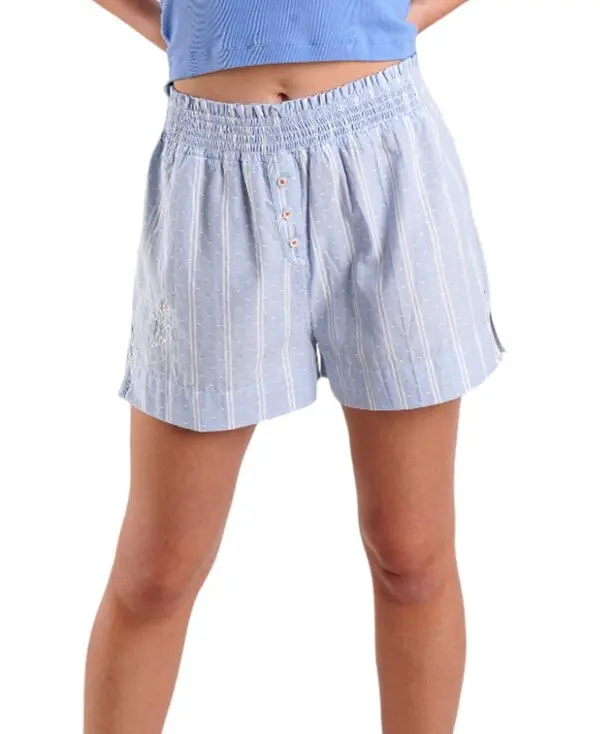 PEACHAUS Lomandra Ethical-cotton Pajama Shorts - Glacier Blue