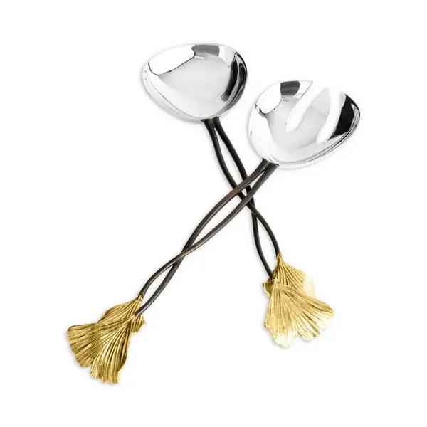 Michael Aram Golden Ginkgo Servers, Set Of 2