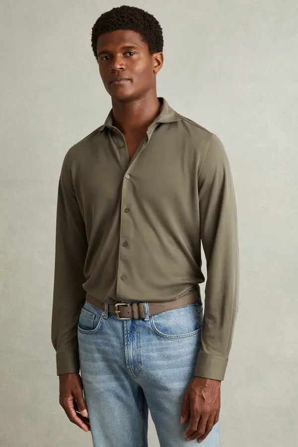 REISS Bobby Modal Blend Cutaway Collar Shirt