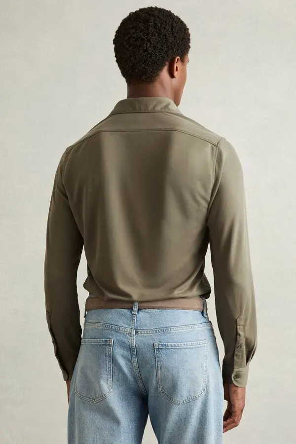 REISS Bobby Modal Blend Cutaway Collar Shirt