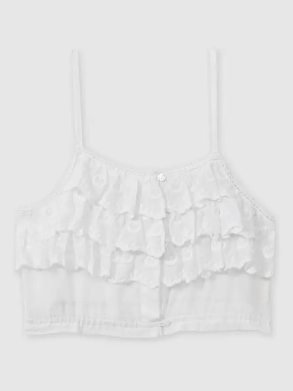 Mille 100% Cotton Ruffle Crop Top