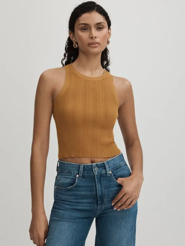 Good American Ribbed Racerback Vest - Tan