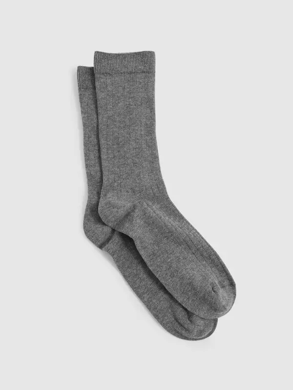 REISS Felicia Cotton Blend Ribbed Socks - Charcoal