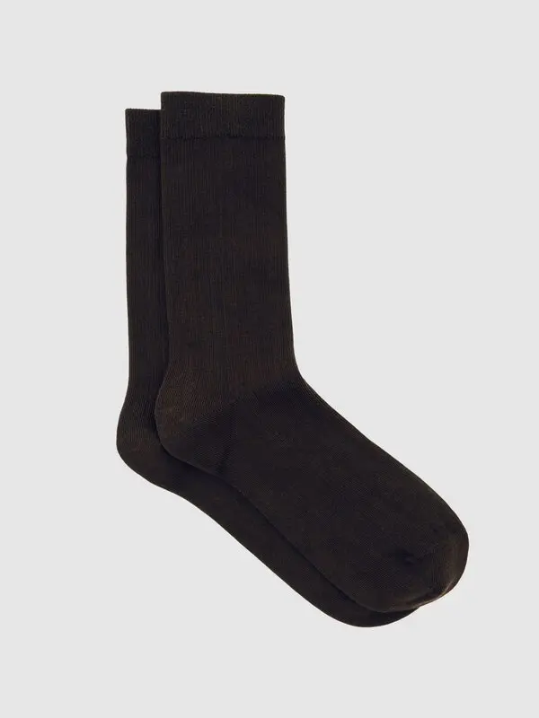 REISS Cotton-blend Ribbed Loafer Socks - Chocolate