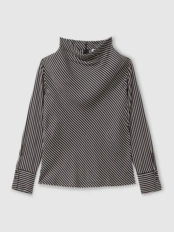 REISS Addison Striped Cowl Neck Top