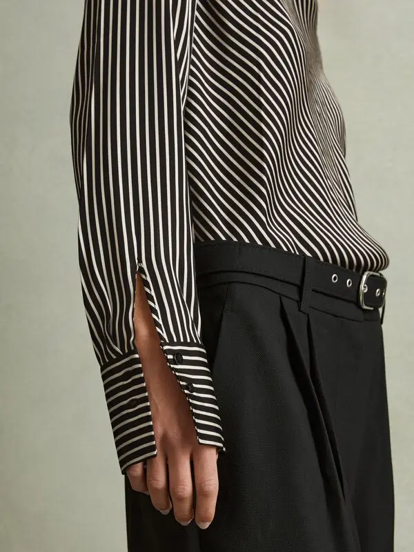 REISS Addison Striped Cowl Neck Top