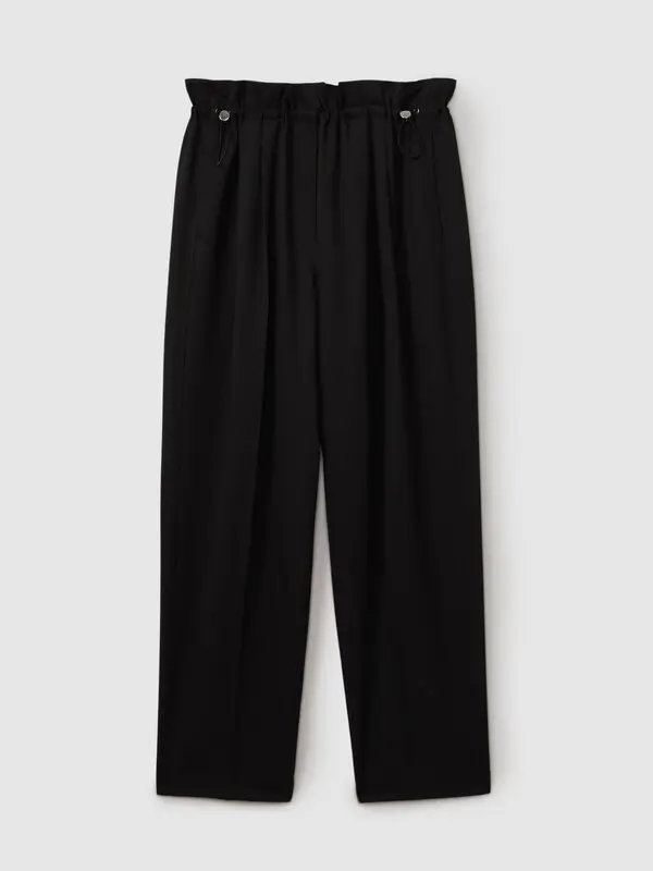 REISS Essie Tapered Trousers With Drawstring Waist - Black