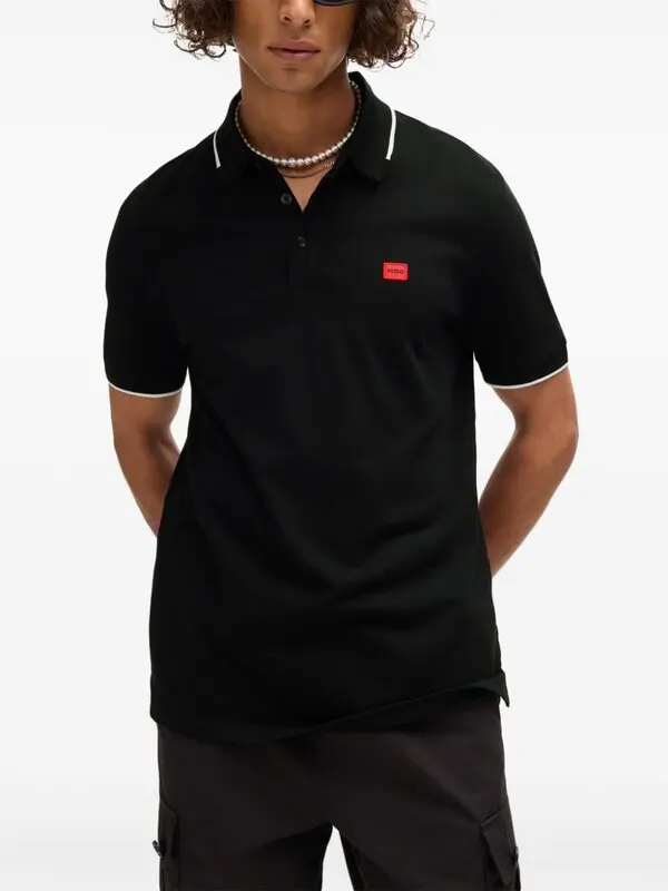 Hugo Logo-patch Polo Shirt - Black
