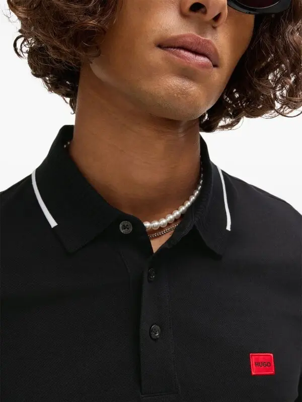 Hugo Logo-patch Polo Shirt - Black