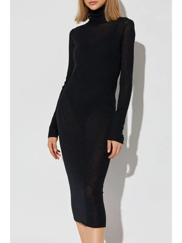 JIL SANDER Ribbed High-neck Midi Dress